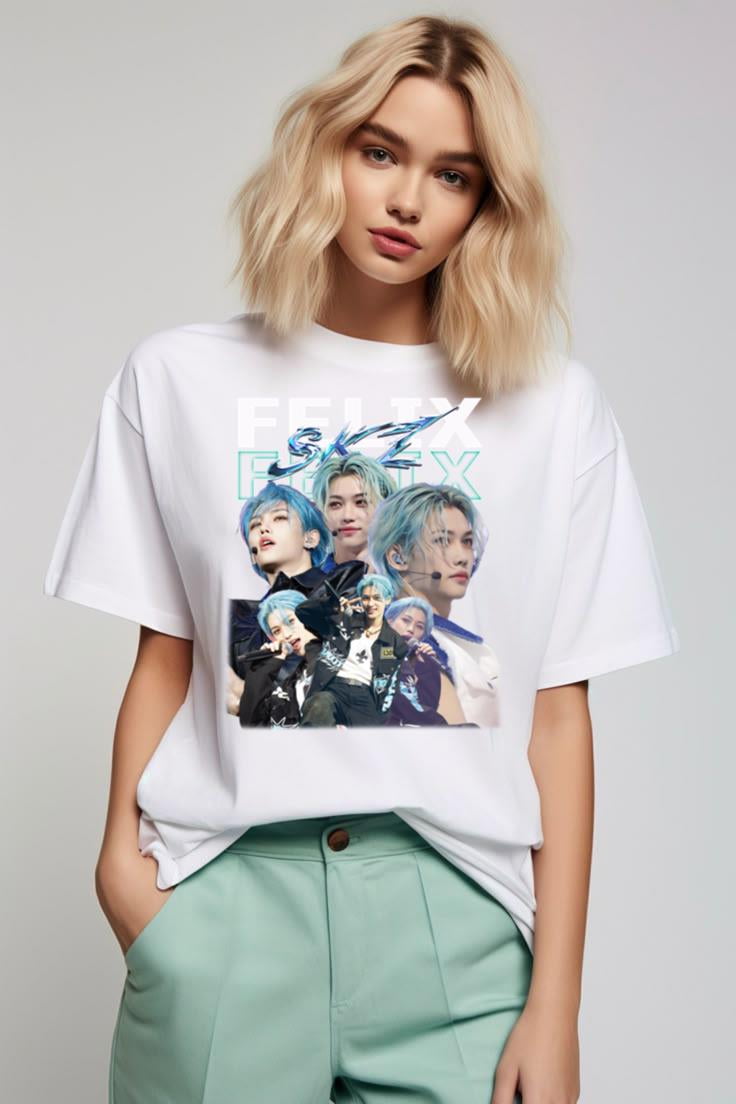 Felix SKZ Graphic T-Shirt Kpop Y2K Merch, for men & women, up to size ...