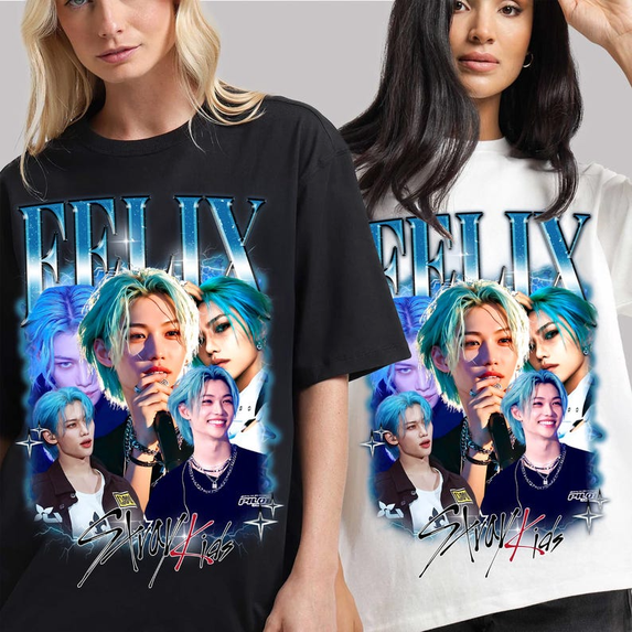 Felix Stray Kids Retro 90s Graphic T-Shirt, Retro Kpop Unisex Fan Tee ...