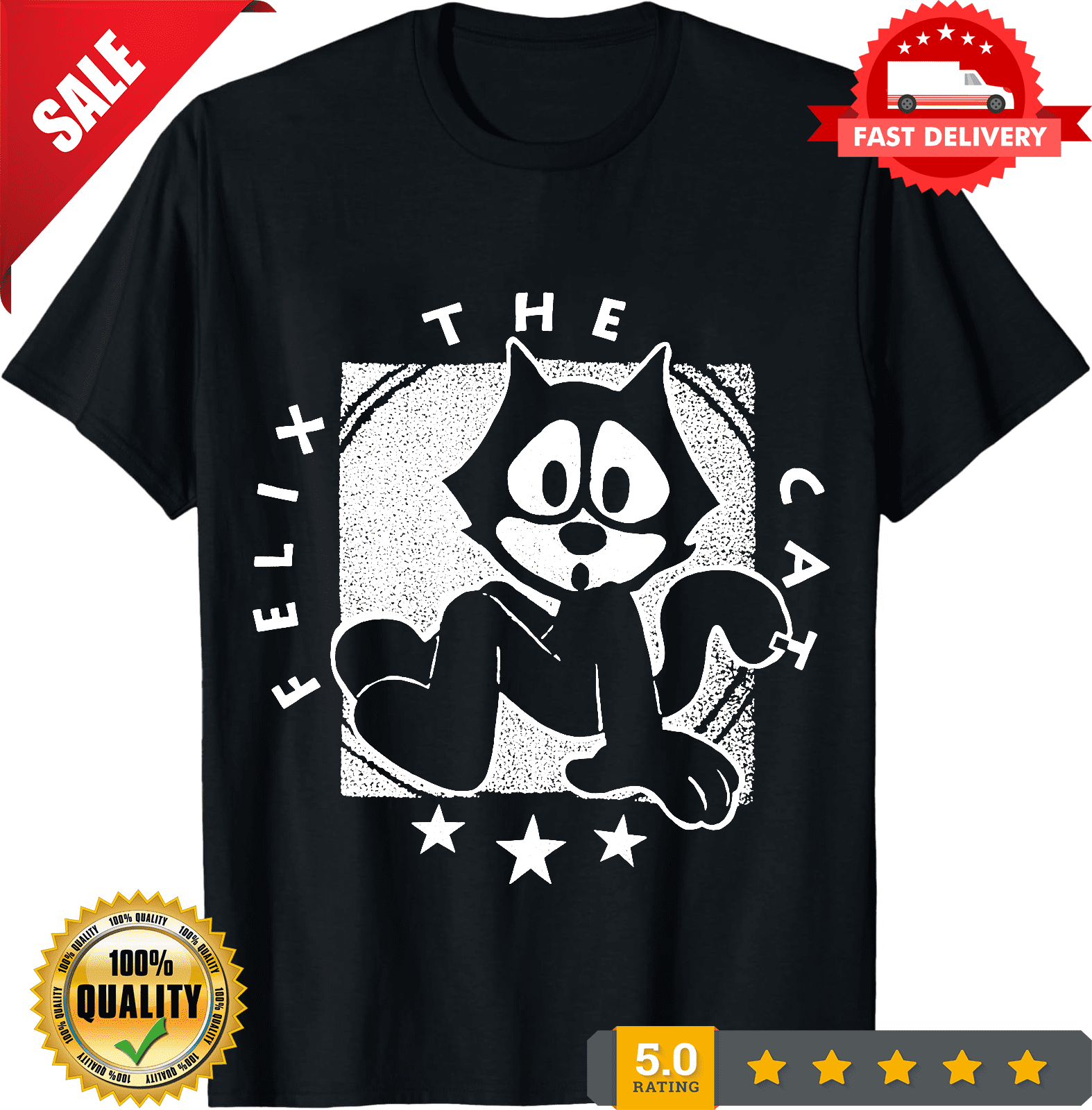 Felix THE CAT Cute Funny Cartoon Man Woman T Shirt Full Size S-5XL ...