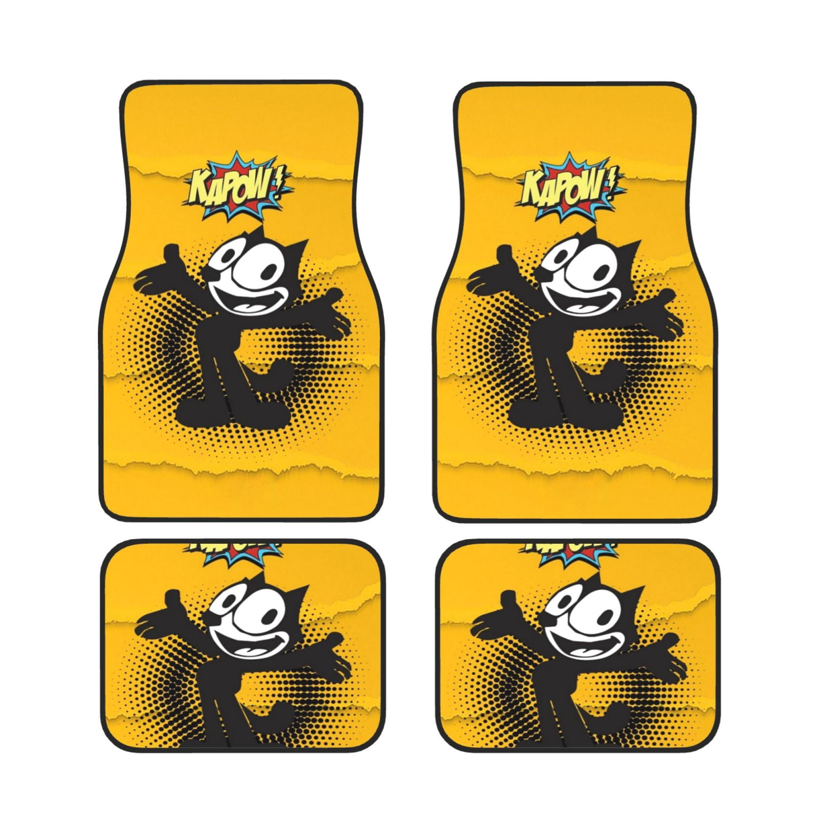 Felix The Cat Car Floor Mats, 4-Pcs Full Set Rubber-Lined All-Season ...