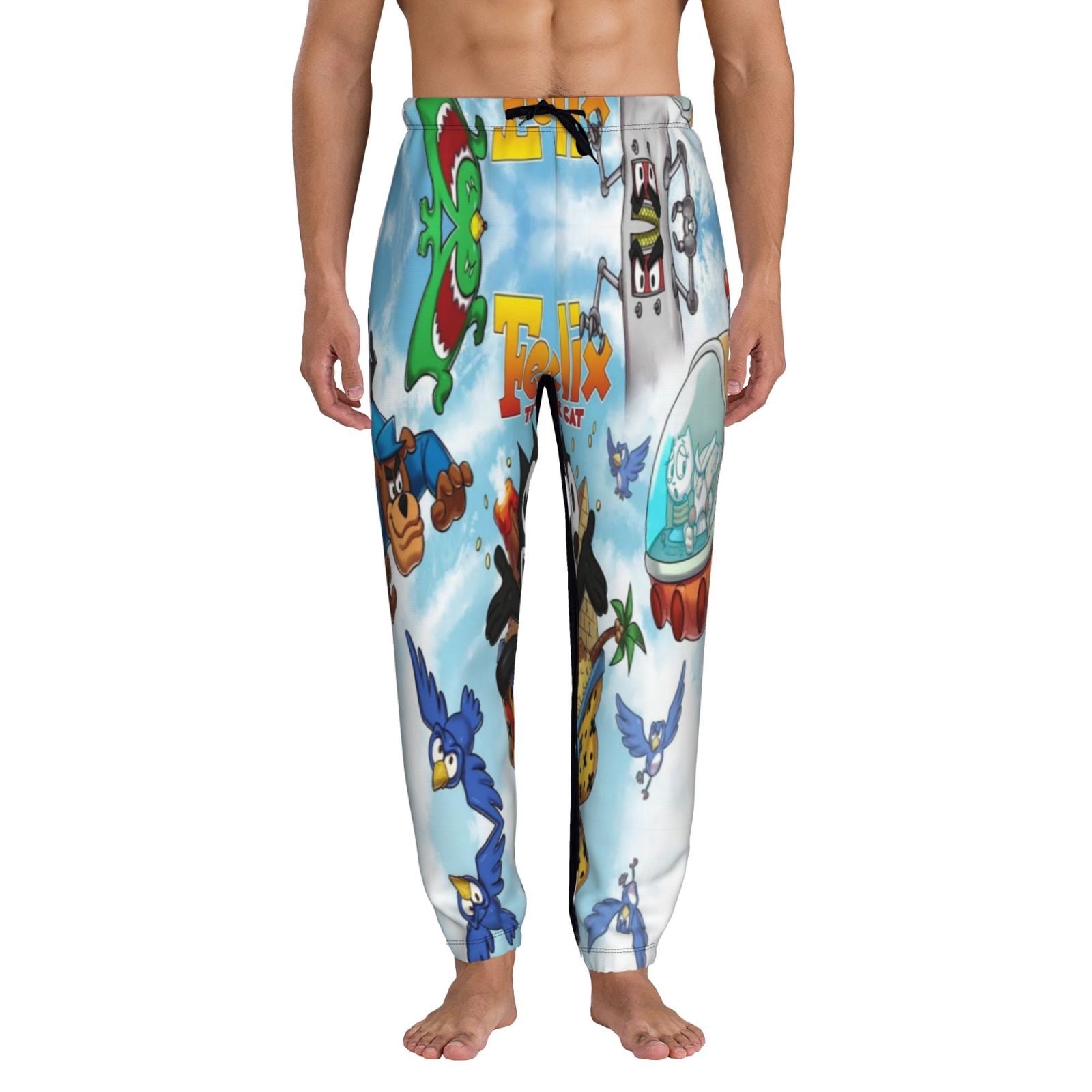 Felix The Cat Front Print Sweatpants for Men Lightweight Sport Casual ...