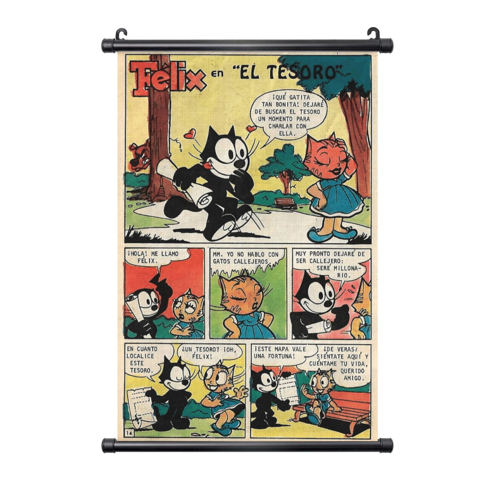 Felix The Cat Hanging Poster Plastic Shaft Canvas Wall Hanging Banner ...