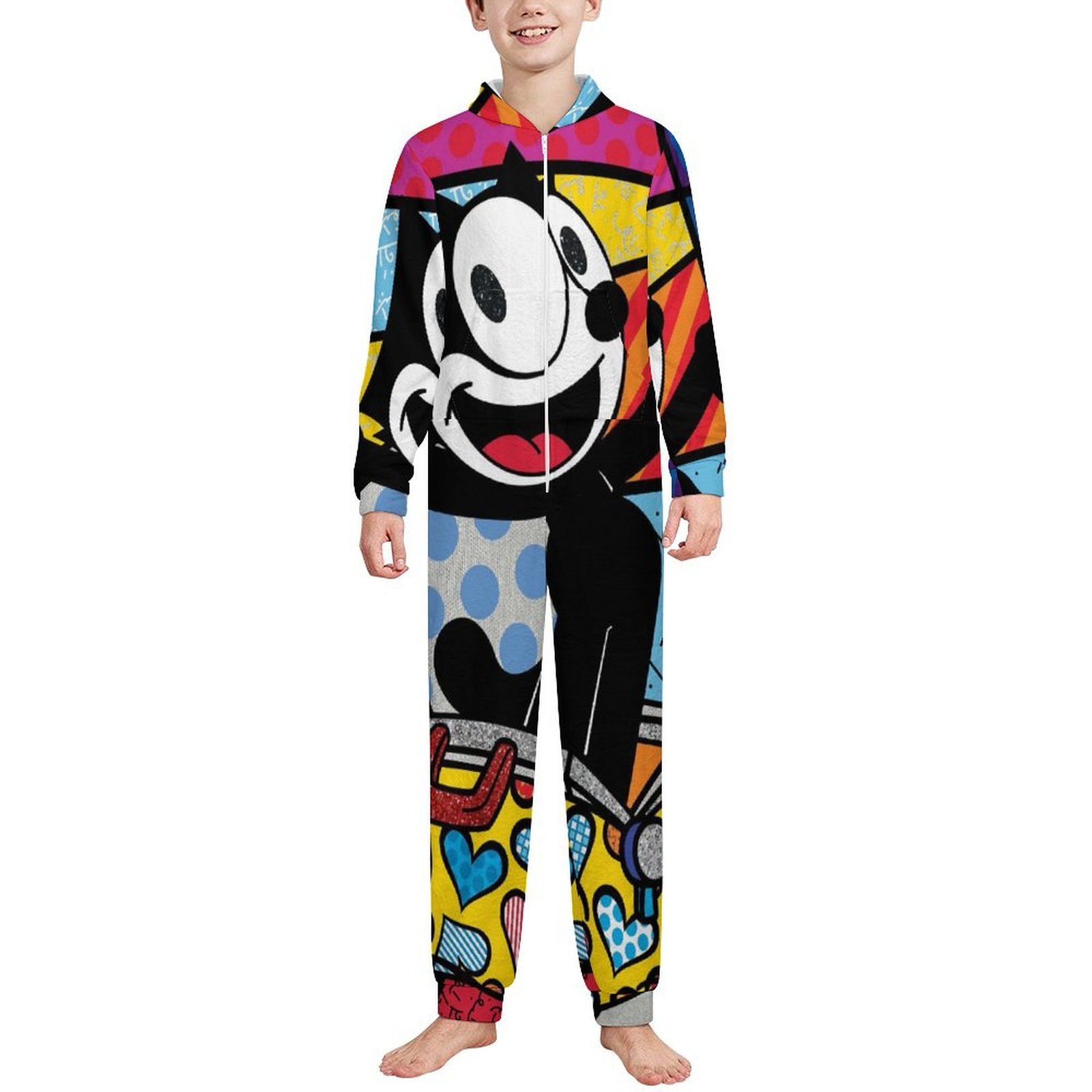 Felix The Cat Kids Union Suit One Piece Pajama Onesie Sleepwear for ...