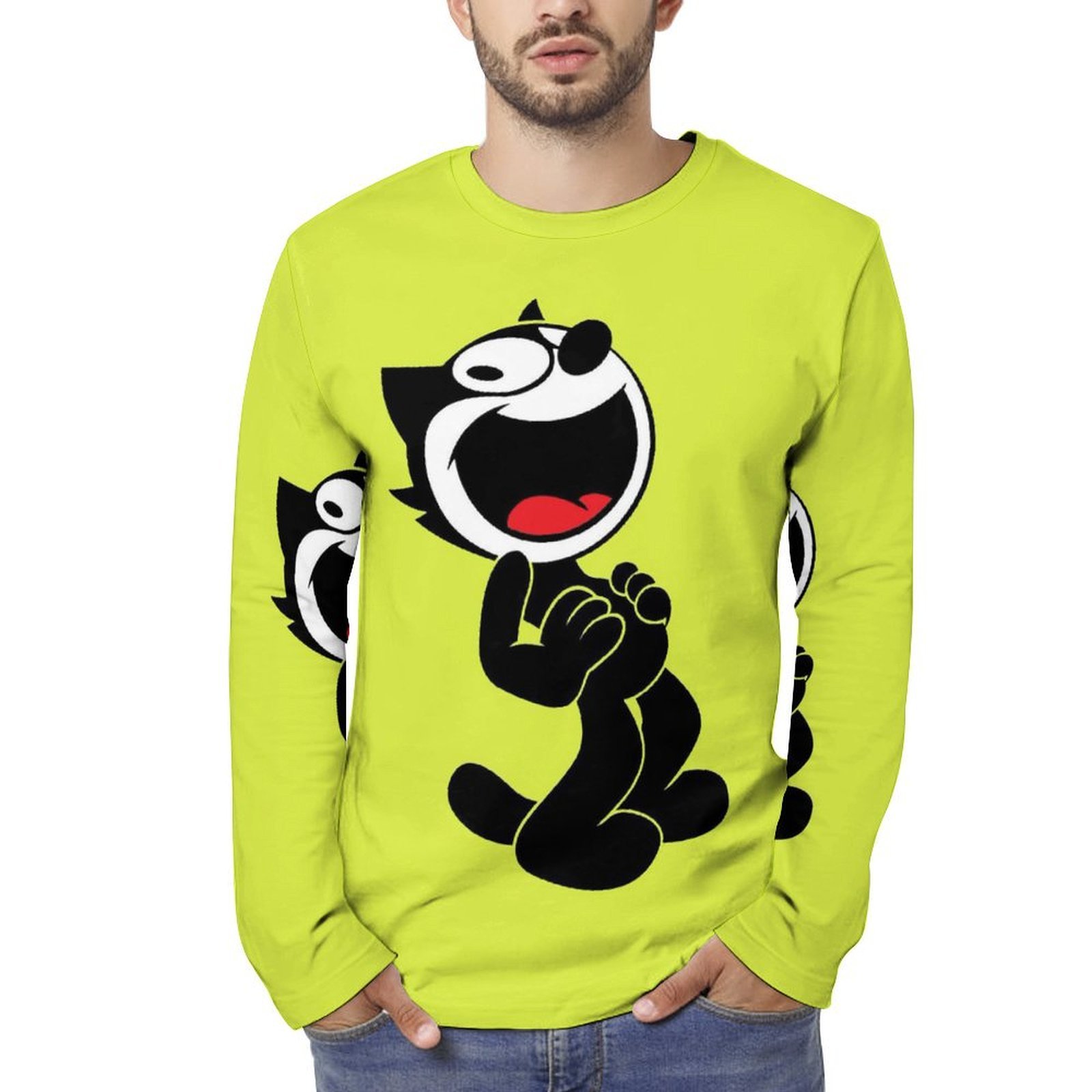 Felix The Cat Men's Graphic T Shirts Long Sleeve Printed Tee Tops ...