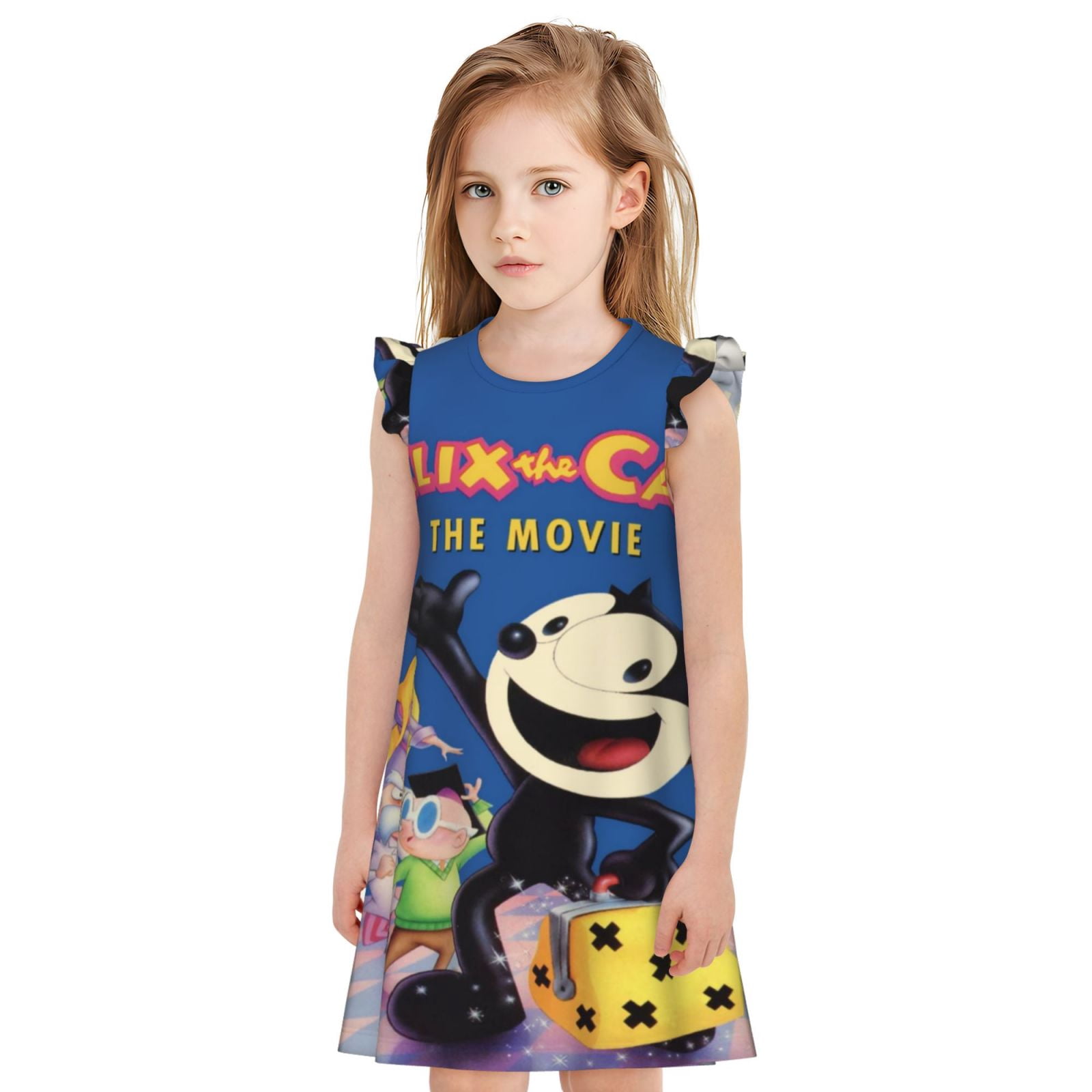 Felix The Cat Nightgowns Pajamas Dress 3D Printed Flutter Sleeve ...