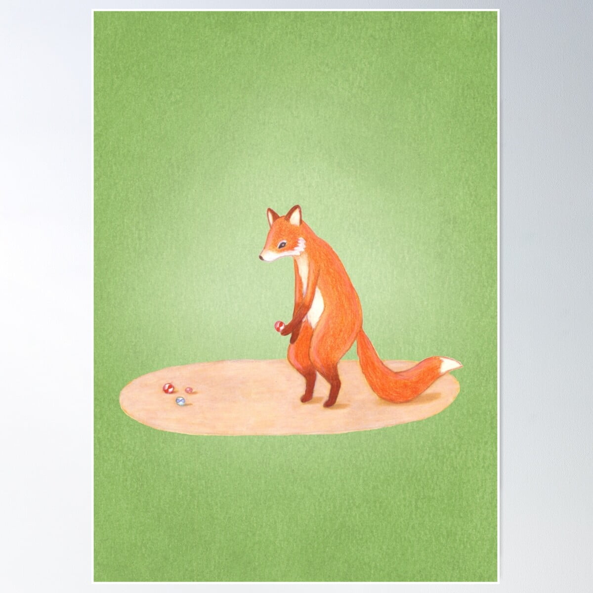Felix The Frolicking Fox Plays With His Marbles Poster Wall Art, Modern ...