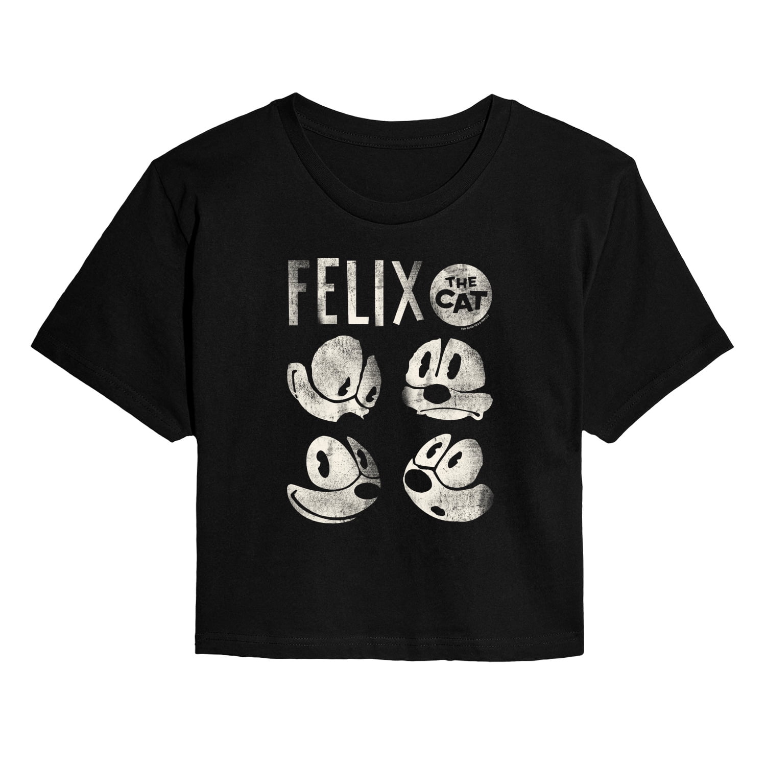 Felix the Cat - Felix Faces Tonal Washed - Juniors Cropped Graphic T ...