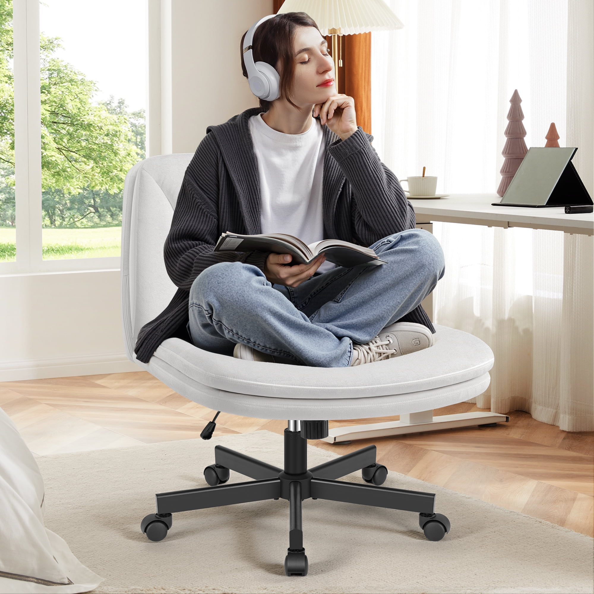 FelixKing Criss Cross Chair with Wheels, Cross Legged Office Chair ...