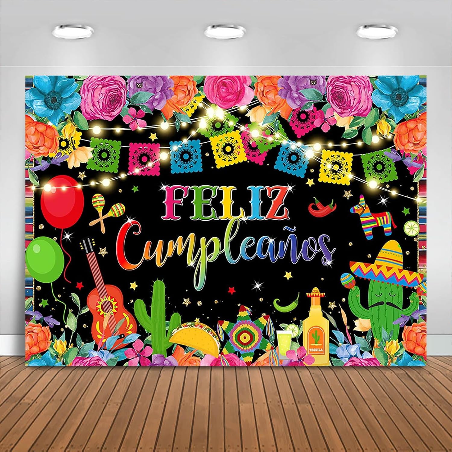 Feliz Cumpleaños Backdrop Mexican Fiesta Happy Birthday Background ...