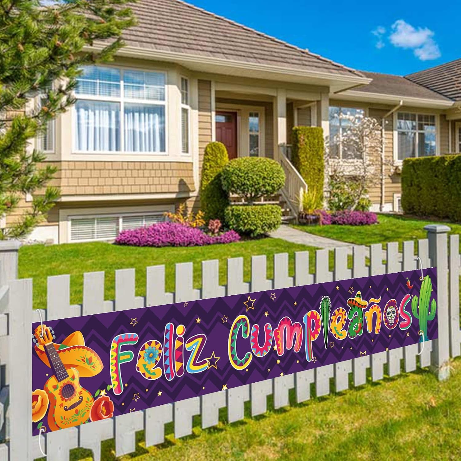 Feliz Cumpleaños Banner,Mexican Fiesta Theme Happy Birthday Backdrop ...