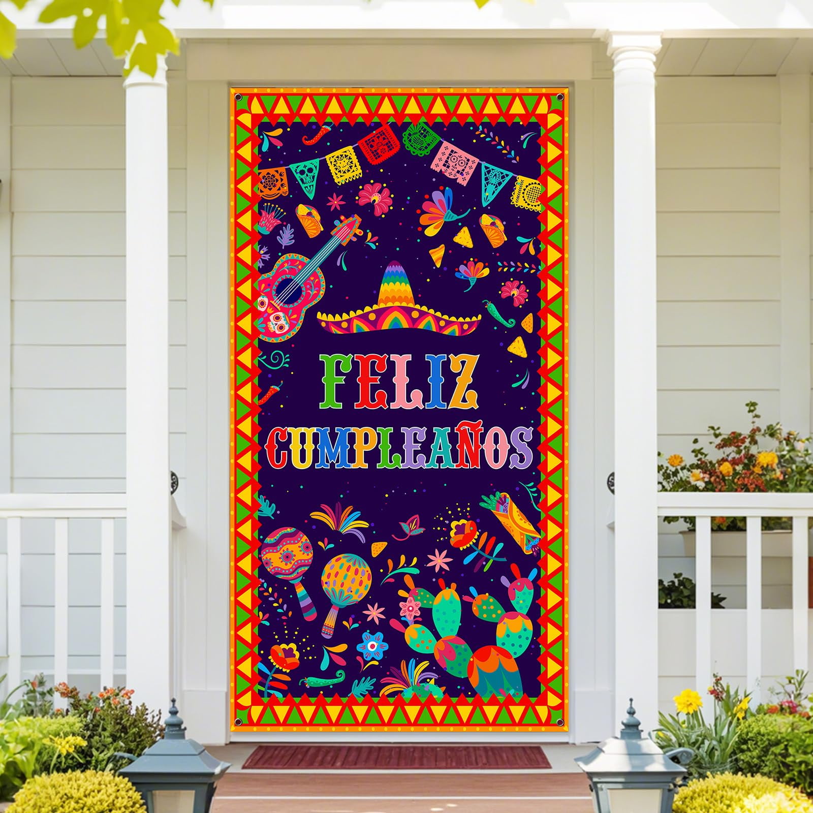 Feliz Cumpleaños Door Banner, Fiesta Mexican Cactus MHD1Birthday ...