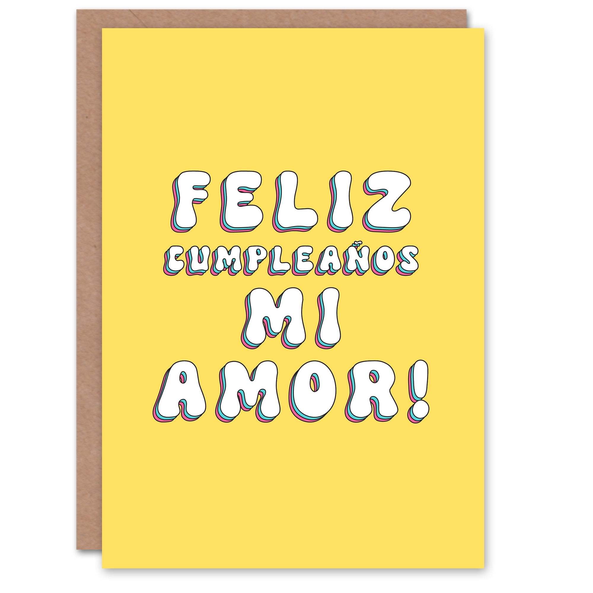 Feliz Cumpleaños Mi Amor Negrita Amarillo Moderno Birthday Tarjeta De ...