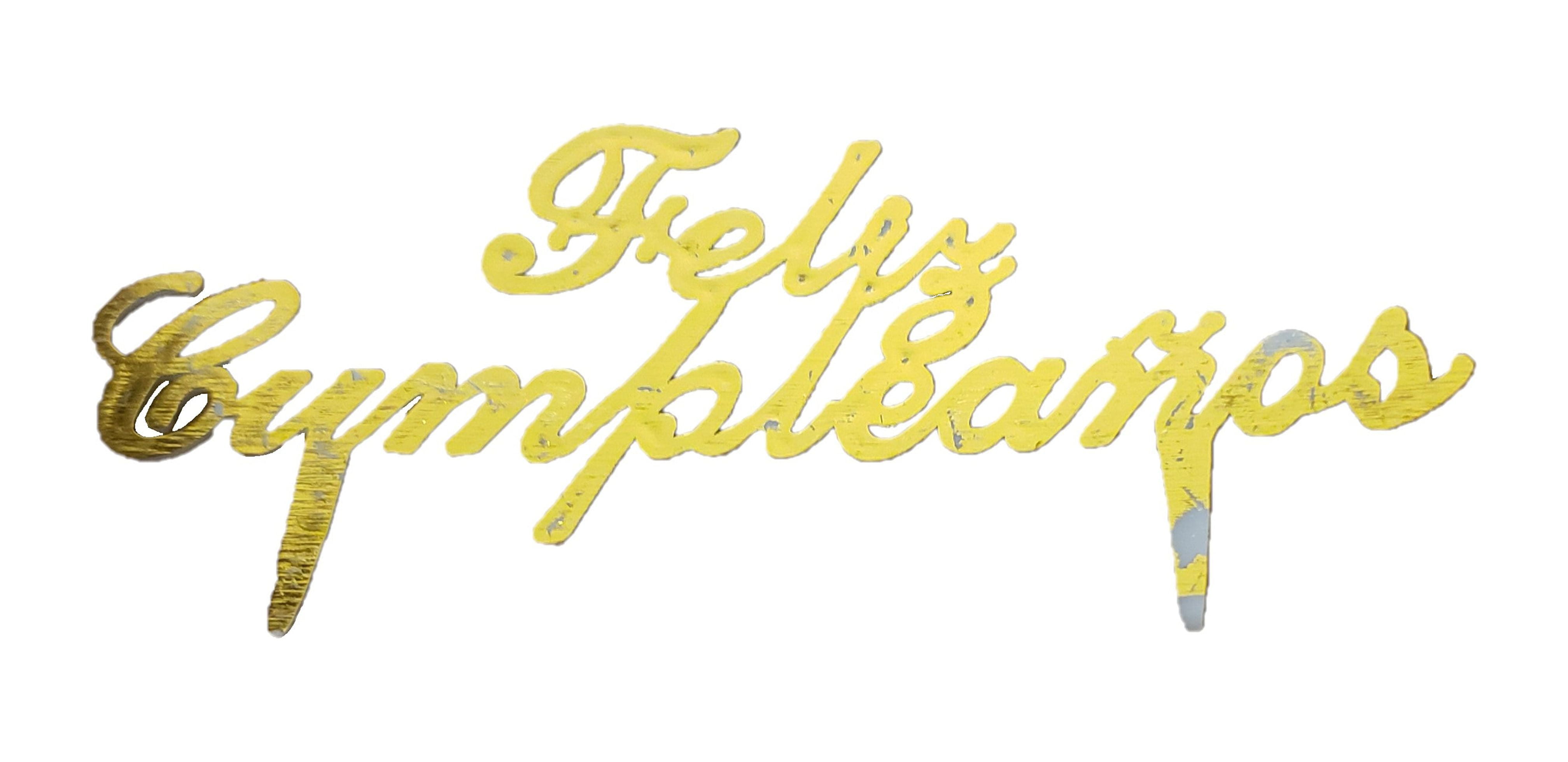 Feliz Cumpleanos Gold Script Cake Pick (12 pieces) - Walmart.com