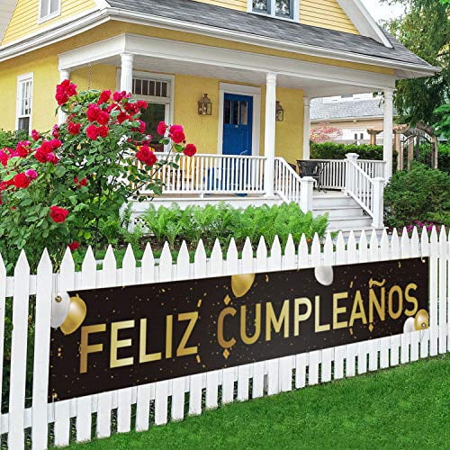 Feliz Cumpleanos Large Banner - Spanish Happy Birthday Decorations 9.8 ...