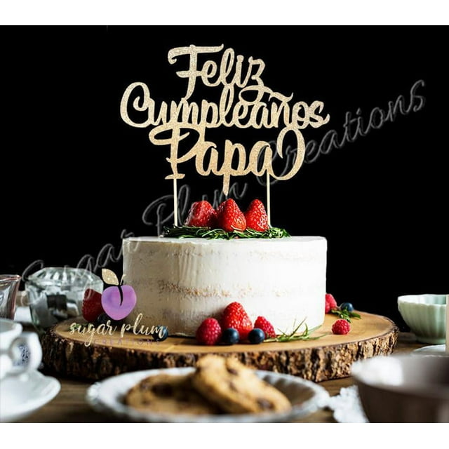 Glitter Cardstock Feliz Cumpleanos Papa- Happy Birthday, Gold Cake ...