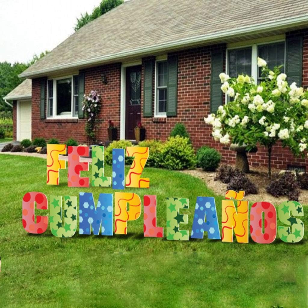 Feliz Cumpleanos Yard Sign, 20 Inch Letters, Includes Stakes Birthday ...