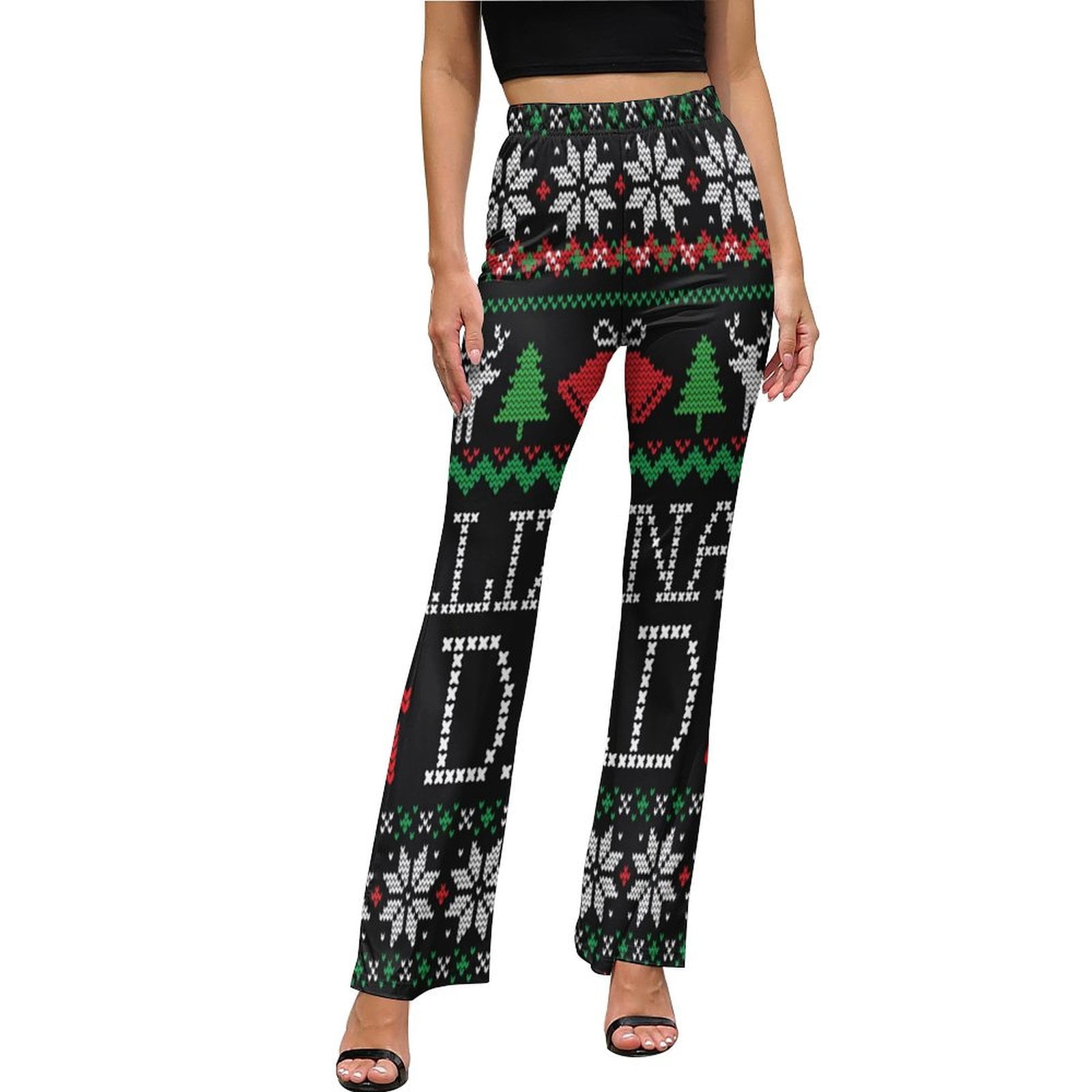 Feliz Navi Dad Funny Christmas Ugly High Waisted Casual Flared Trousers ...