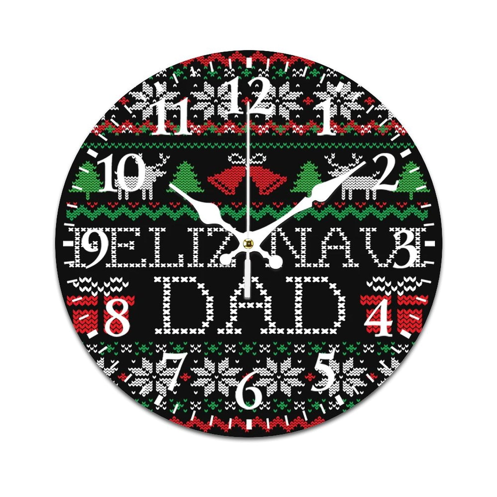 Feliz Navi Dad Funny Christmas Ugly Wall Clock Modern Design Clocks ...