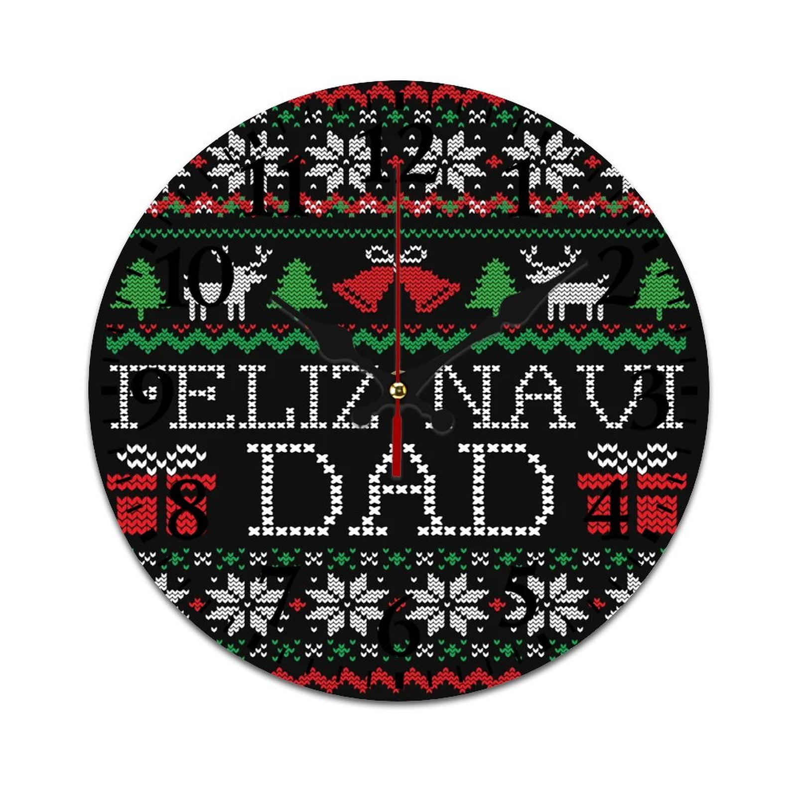 Feliz Navi Dad Funny Christmas Ugly Wall Clock Modern Design Clocks ...