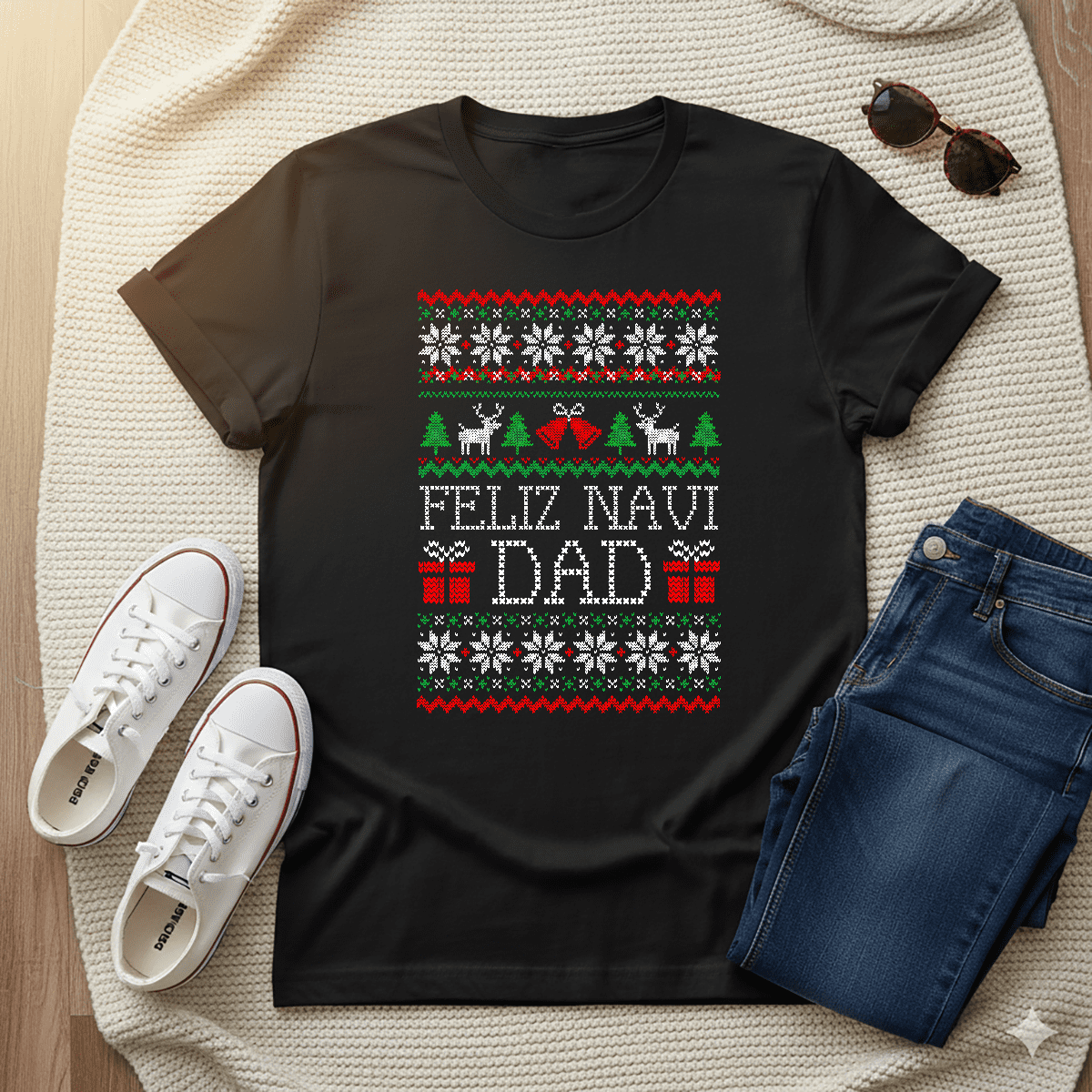 Feliz Navi Dad Funny Holiday Wordplay Pun Design Unisex T-shirt V13824 ...