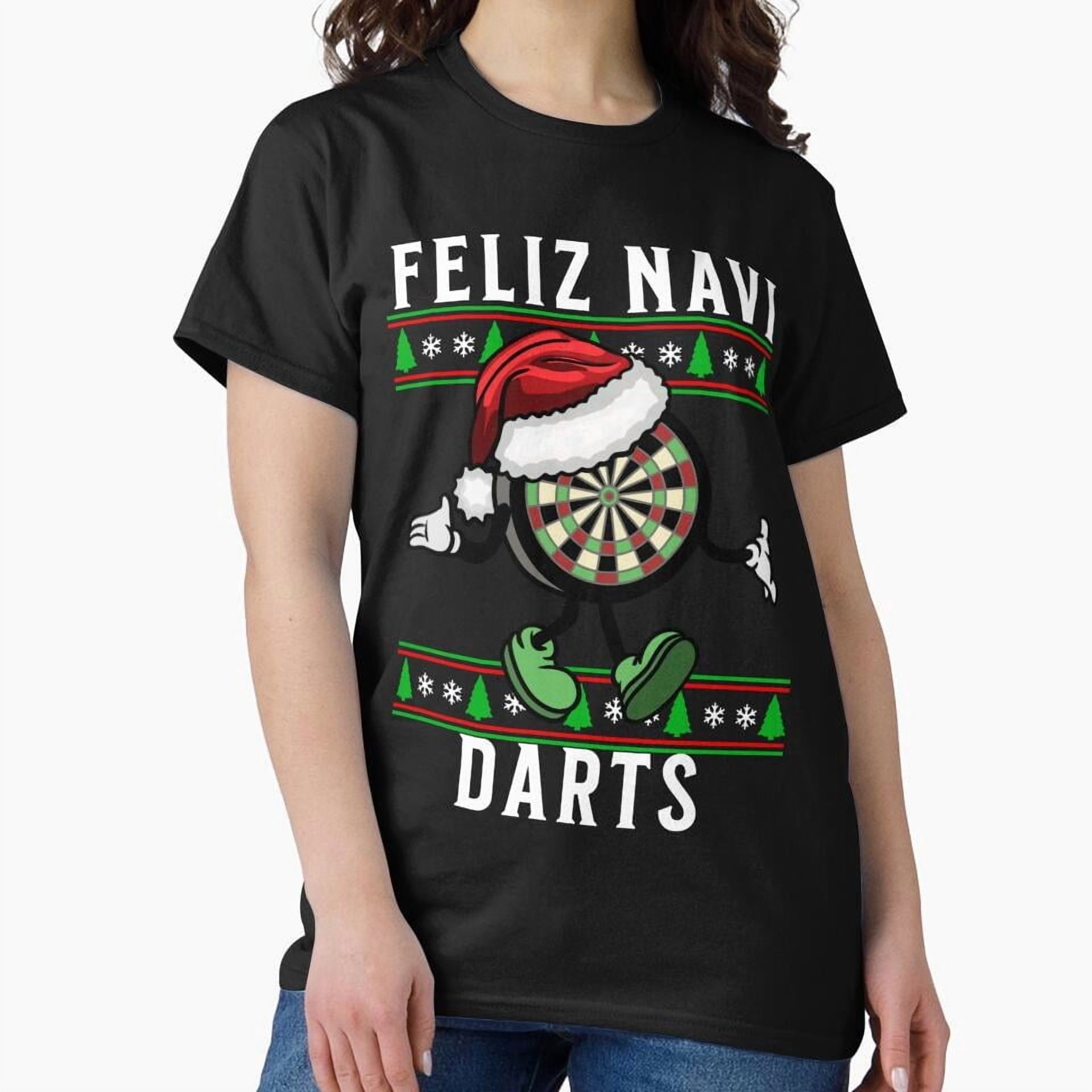 Feliz Navi-Darts Funny Christmas Dartboard Holiday Pun G851 Unisex T ...