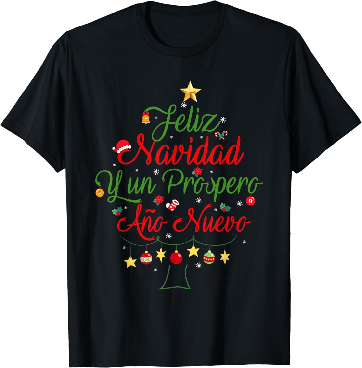 Feliz Navidad 2023 Spanish Merry Christmas Mexican Xmas Tree T-Shirt ...