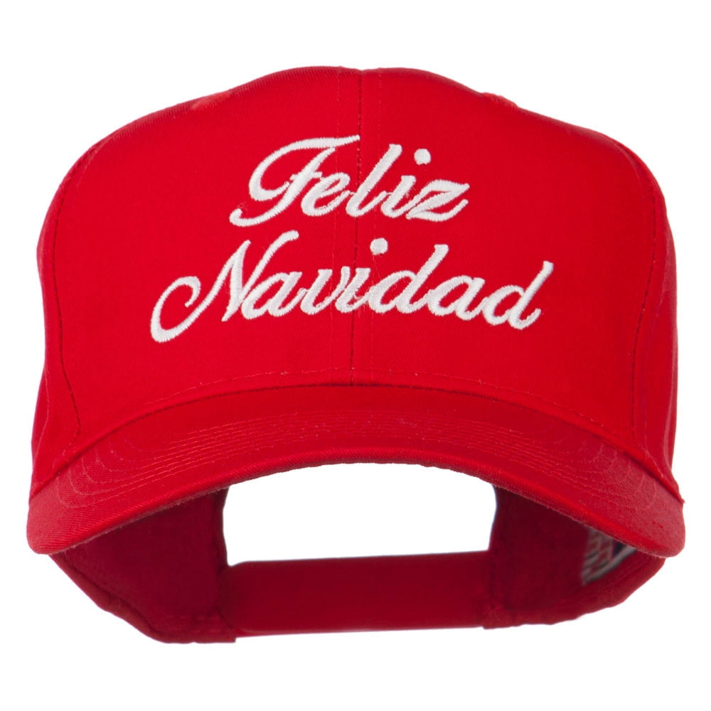 Feliz Navidad Christmas Embroidered Cap - Red OSFM - Walmart.com