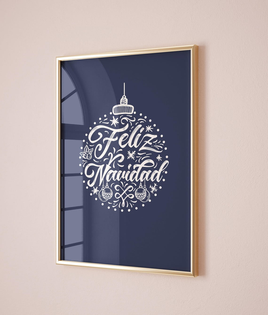 Feliz Navidad Christmas Prints Spanish Prints Navy Holiday Home Decor ...