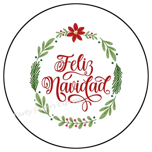 Feliz Navidad Christmas Wreath Stickers Party Favors Phone Decal Water ...