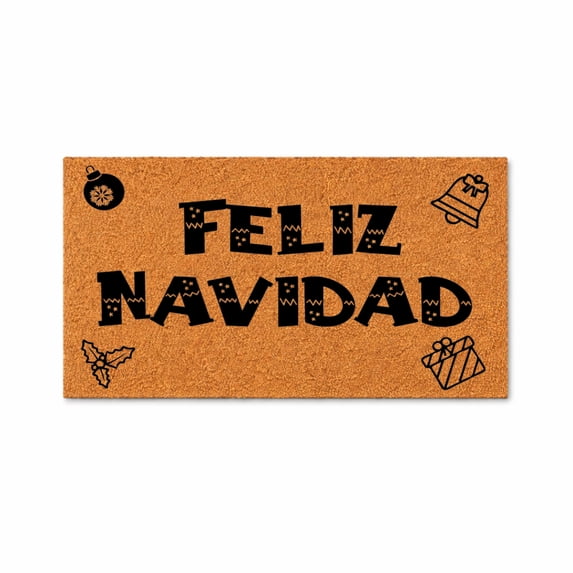 Feliz Navidad Doormat, Holiday Front Door Mat, Seasonal Entryway ...