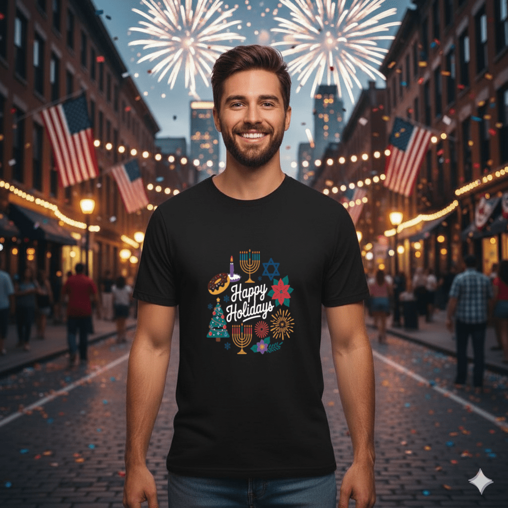Feliz Navidad Hanukkah Kwanzaa Holiday Celebration Art Unisex T-Shirt, up to size 5XL - Walmart.com