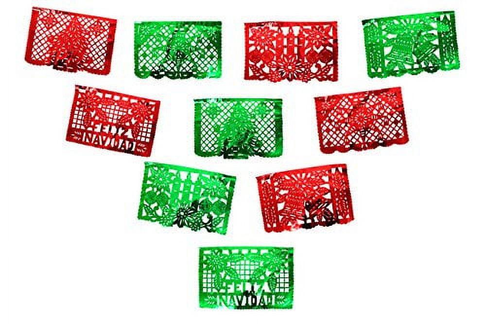 Feliz Navidad Metalic Papel Picado Red & Green LARGE - Walmart.com