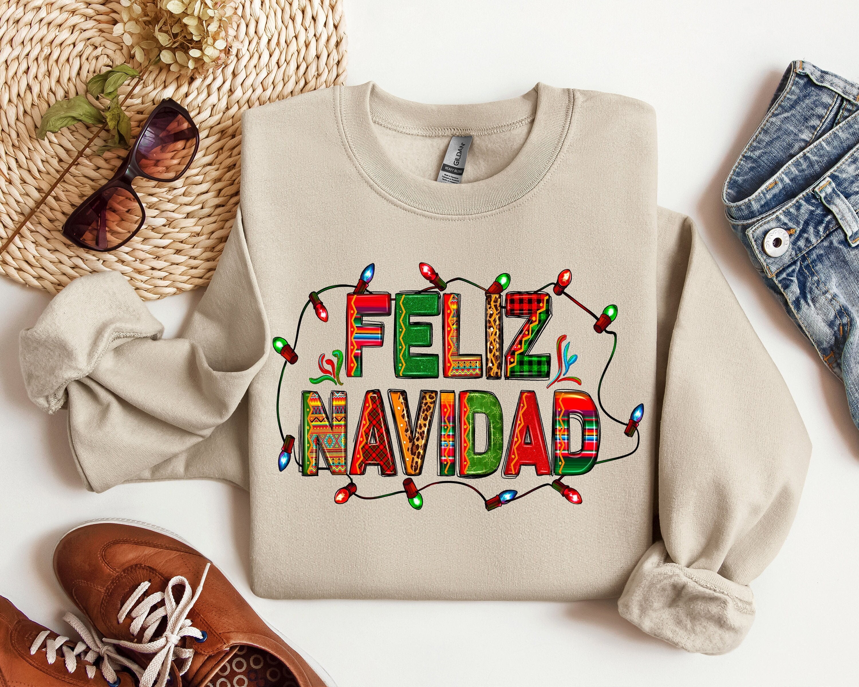 Feliz Navidad Shirt: Spanish Christmas Lights Family Matching - Walmart.com