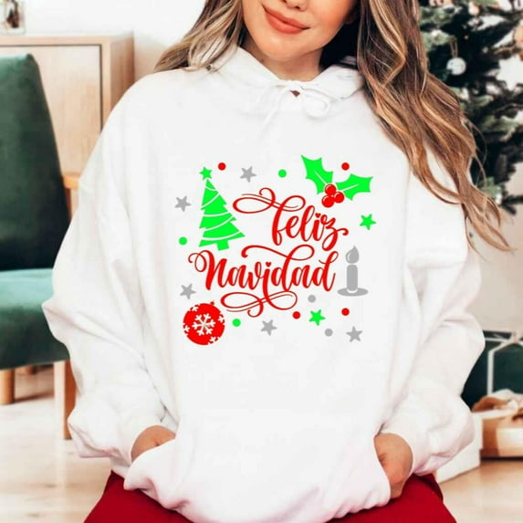 Feliz Navidad Spanish Christmas Lights Family Matching Unisex Hoodie up ...