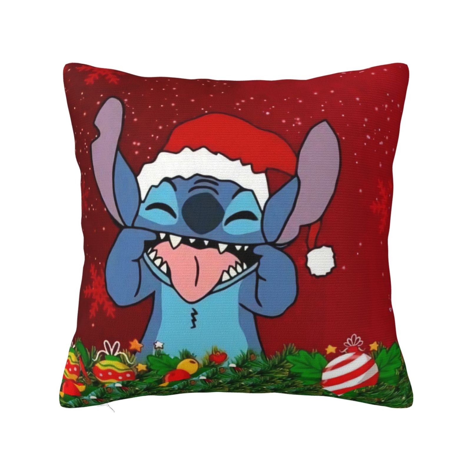 Feliz Navidad Stitch Throw Pillow Covers 26x26 Inch,Square Pillow Covers For Sofa Bedroom Office ...