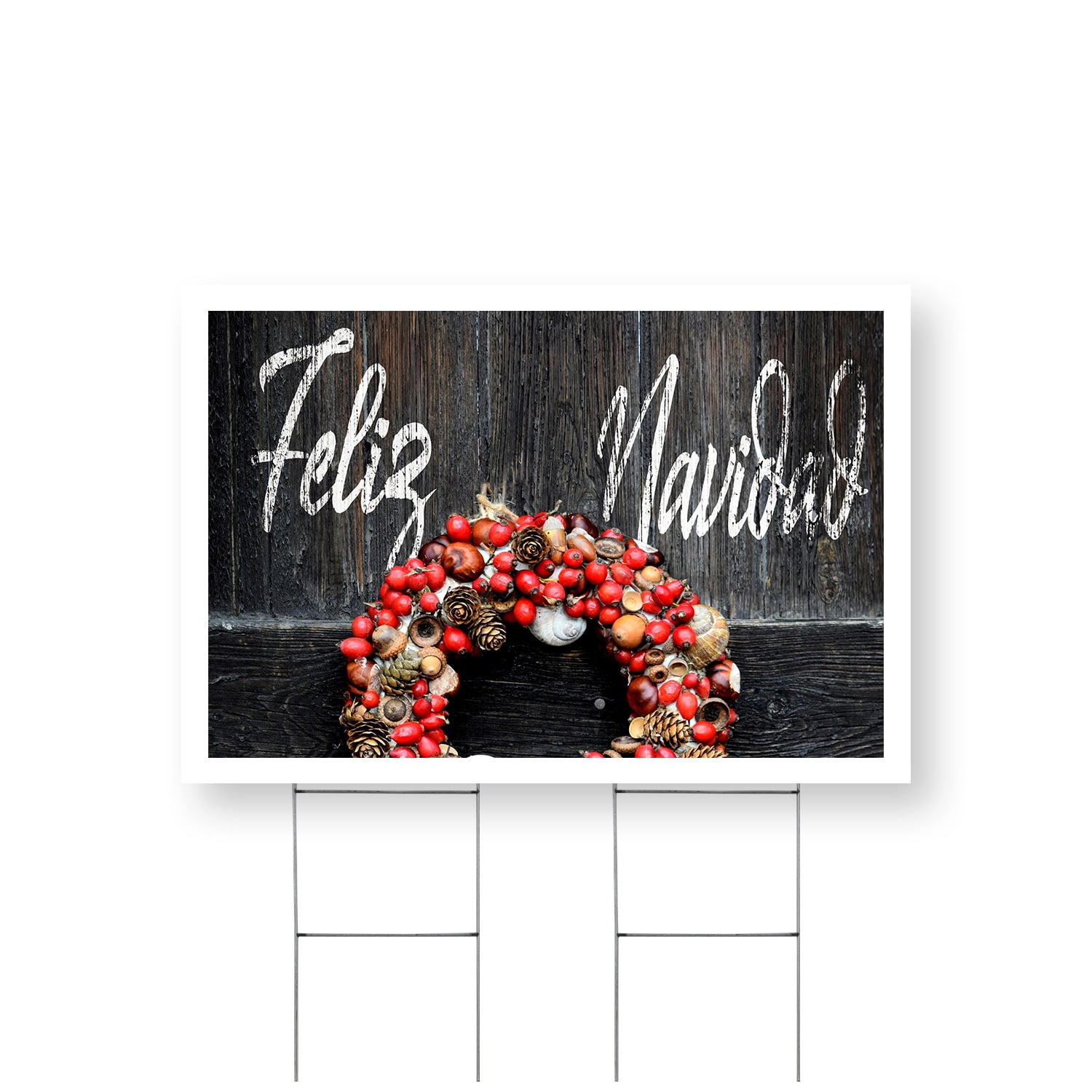 Feliz Navidad Yard Sign 24 Inch x 36 Inch Double Sided Weatherproof ...