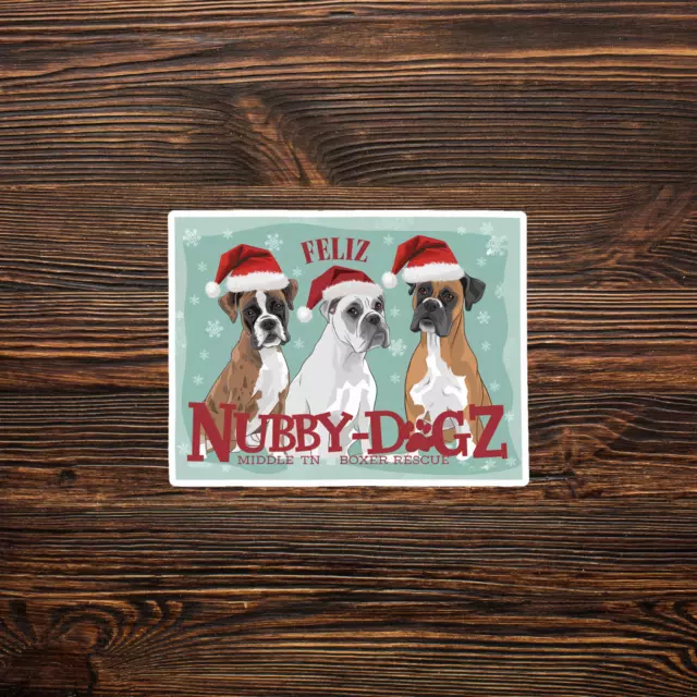 Feliz Nubby-Dogz Boxer Rescue Christmas Sticker - Cute Santa Hat ...