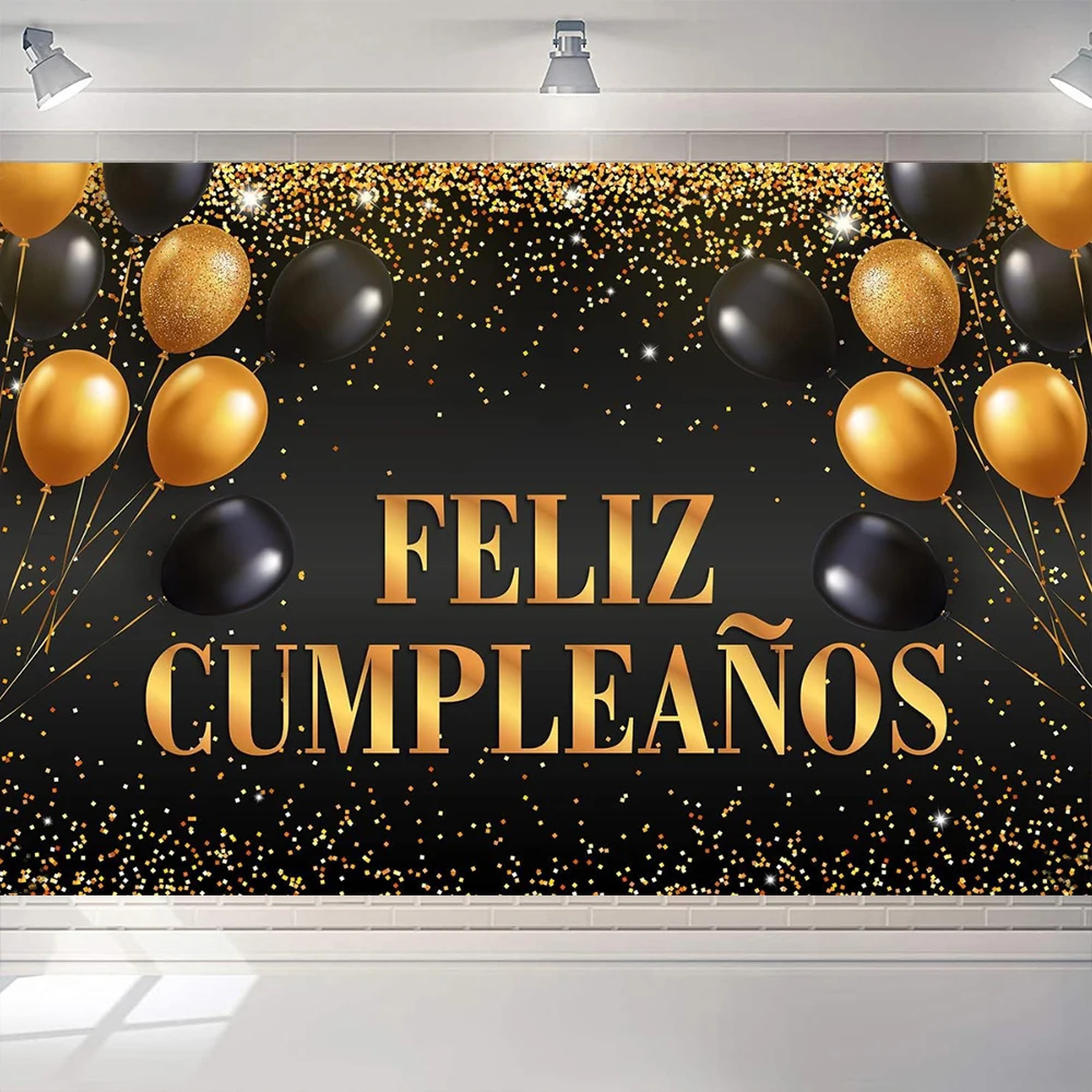 Feliz cumpleaños Spanish Birthday Theme Pink Gold Glitter Balloon Party ...