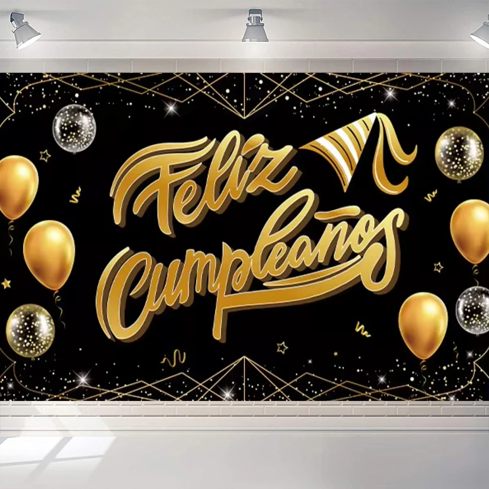 Feliz cumpleaños Spanish Birthday Theme Pink Gold Glitter Balloon Party ...