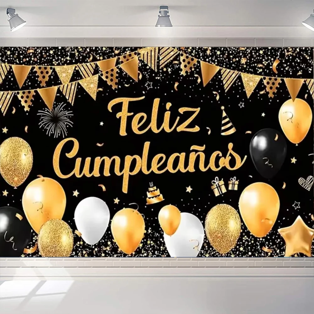 Feliz cumpleaños Spanish Birthday Theme Pink Gold Glitter Balloon Party ...