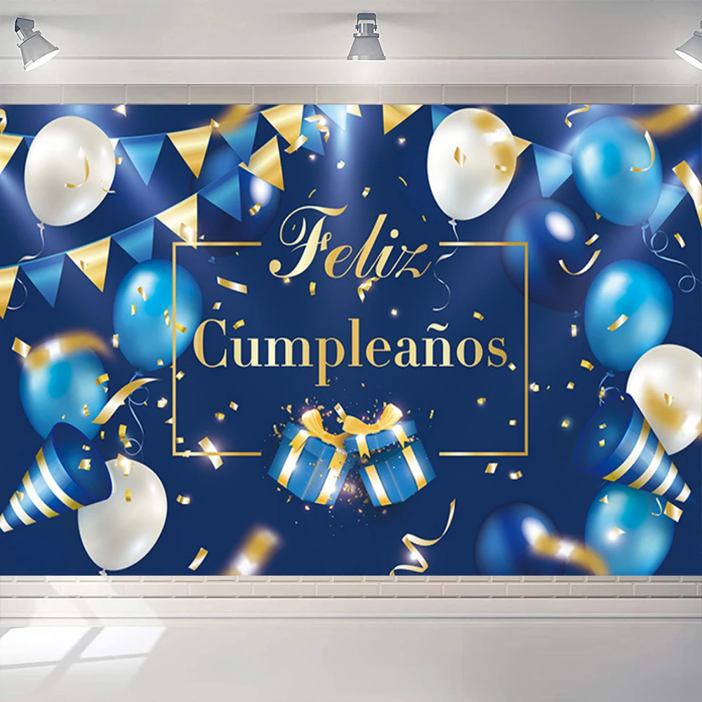 Feliz cumpleaños Spanish Birthday Theme Pink Gold Glitter Balloon Party ...