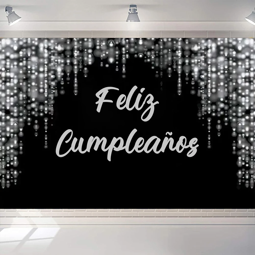 Feliz cumpleaños Spanish Birthday Theme Pink Gold Glitter Balloon Party ...