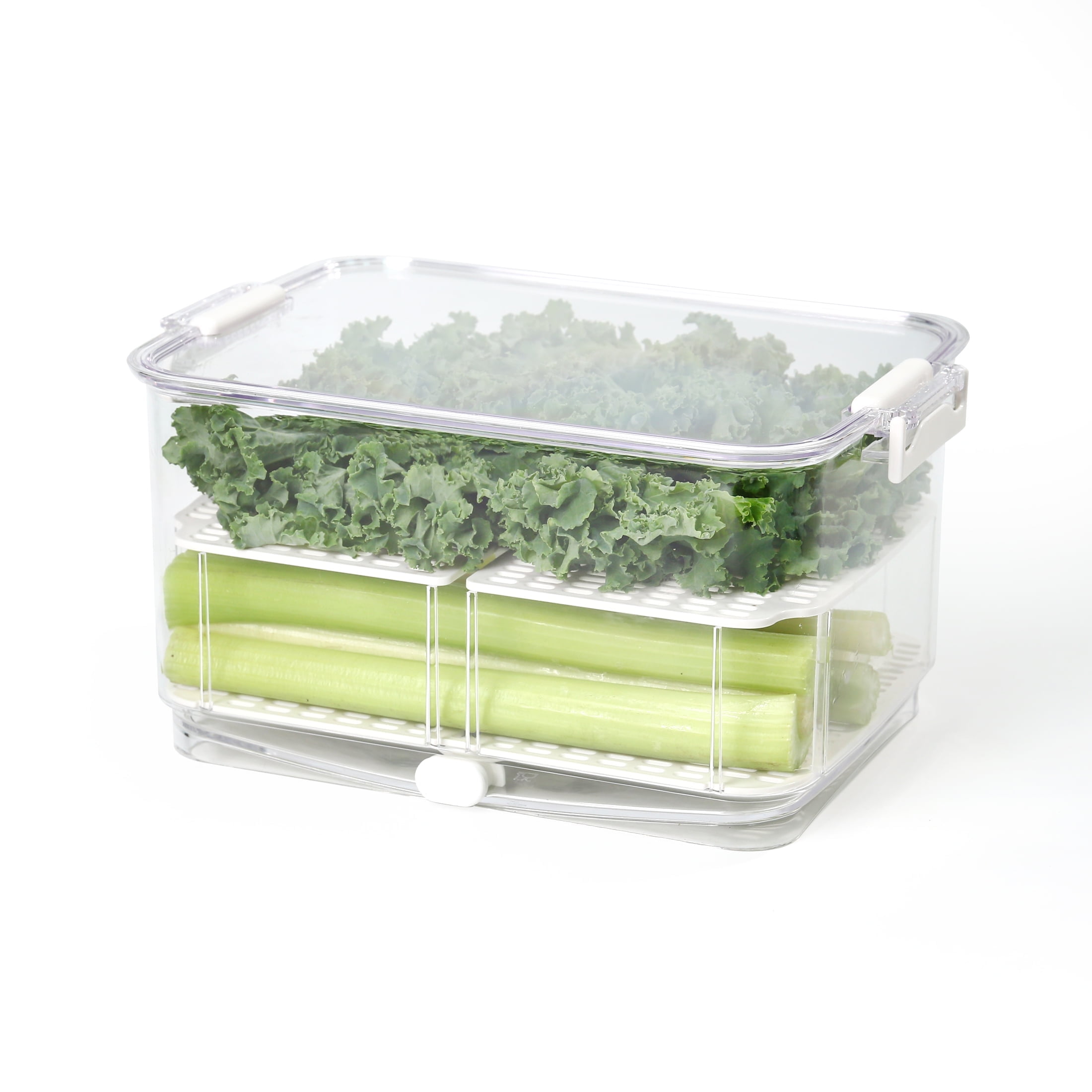 Felli Duo Fresh PRO 11-inch Produce Storage Container with Drainage ...