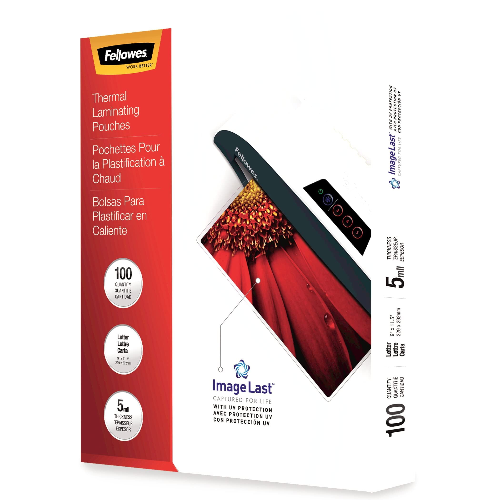 Fellowes Thermal Laminating Pouches, ImageLast, Jam Free, Letter Size ...