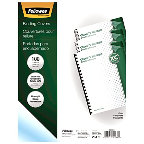 Fellowes 52089 Binding Presentation Covers, 8mil, Letter, 100 Pack ...
