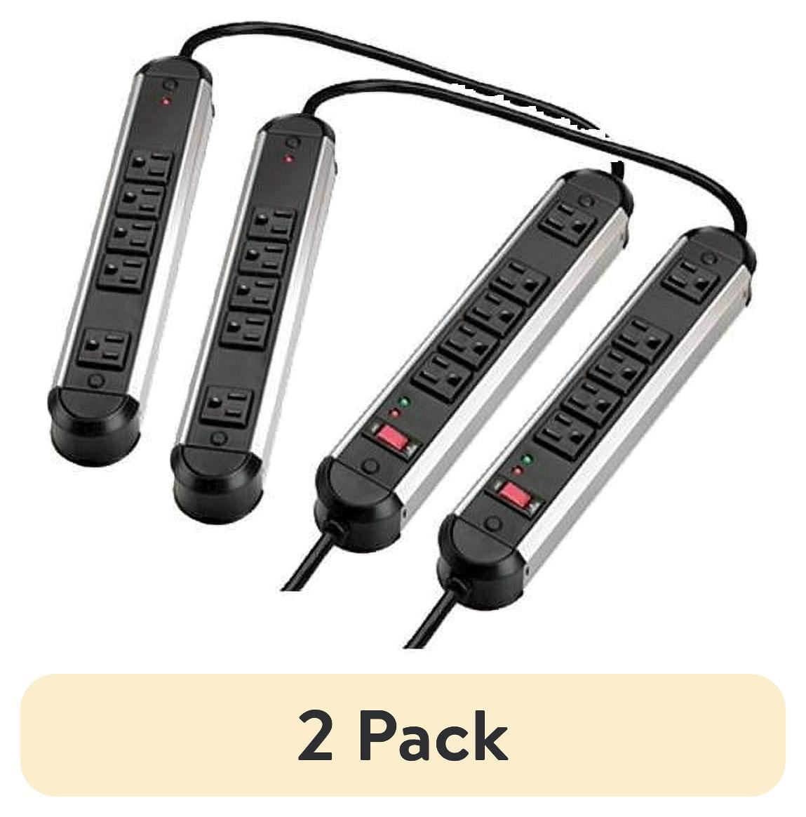 (2 pack) Fellowes 99082 6.0 Feet 10 Outlets 1250 Joules Metal Split ...