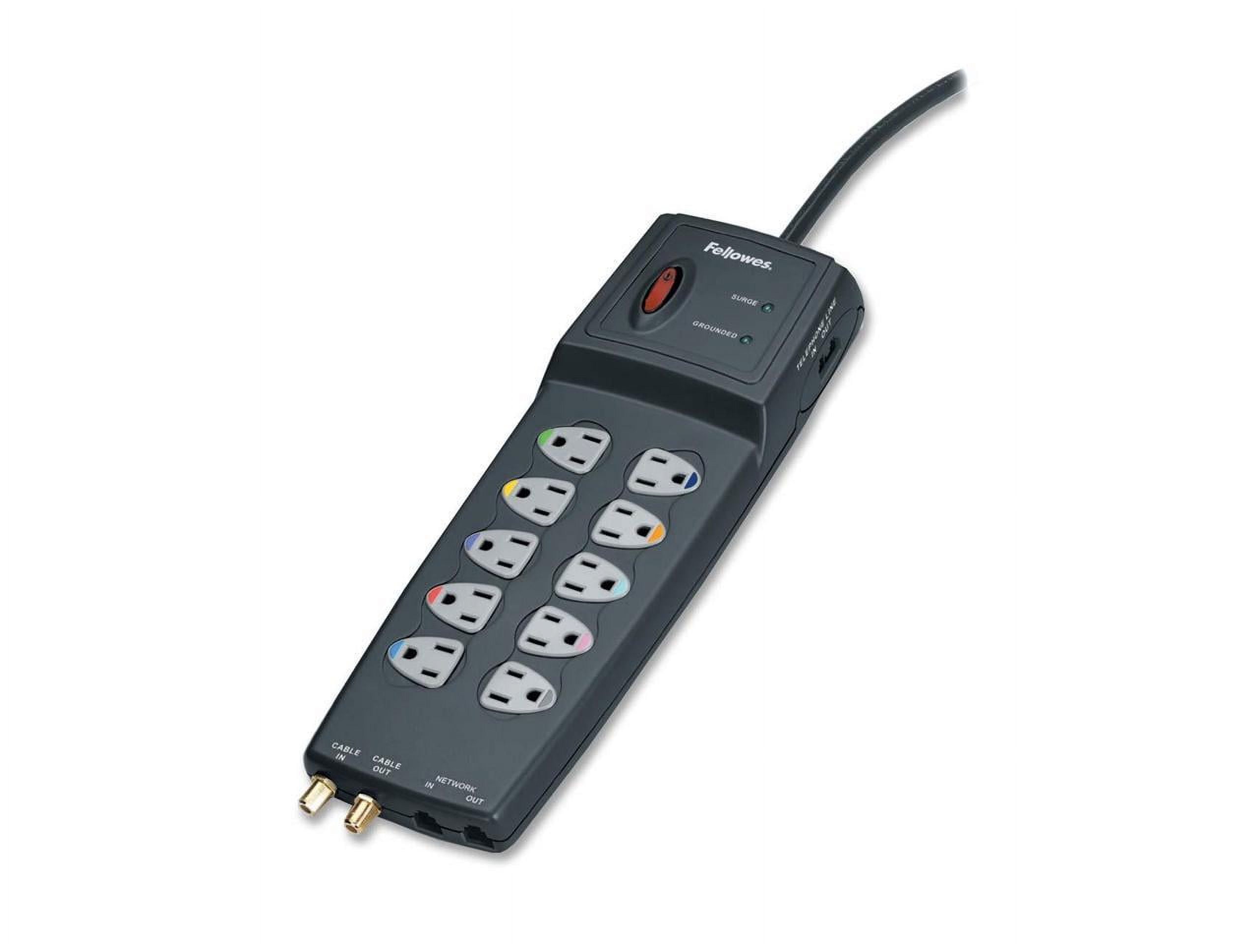 Fellowes 99115 10' 10 Outlets 3300 Joules Power Guard Surge Protector ...