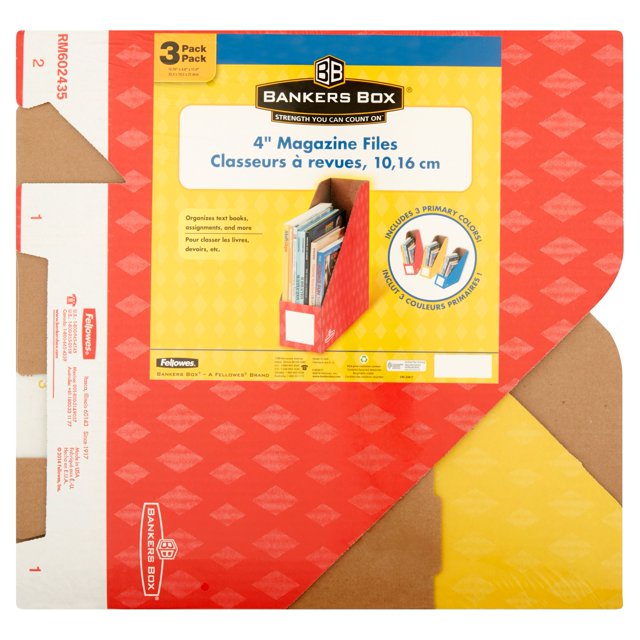 Fellowes Banker's Box 4" Magazine File, Primary Colors, 3pk - Walmart.com