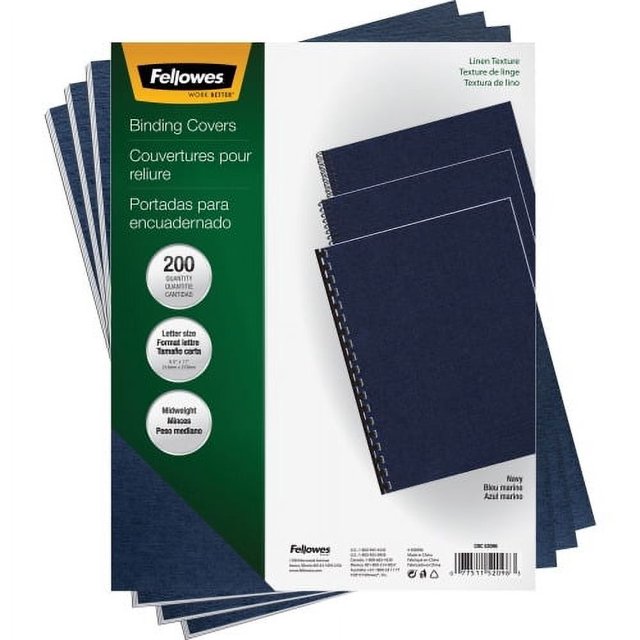 Fellowes Expressions Linen Presentation Covers - Letter, Navy, 200 11 ...