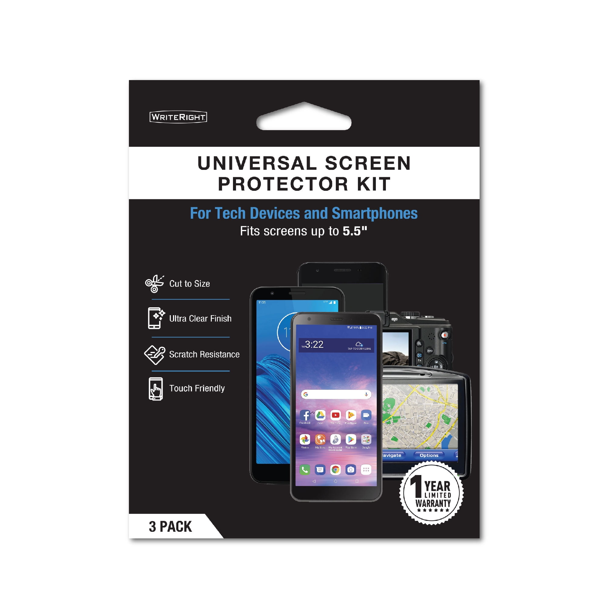 Fellowes Universal Screen Protector for Screens Up to 5.5'' 3-Pack ...